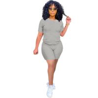 China 2021 antibacterial good quality 2 pieces set yoga shirt shorts jogger shorts tracksuit tops sportswear for sale