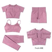 China 2021 Antibacterial Yoga Wear 5 Piece Set Running Jogger Top And Pants Bra Gaiters Women Sportswear Fitness Clothes Casual for sale