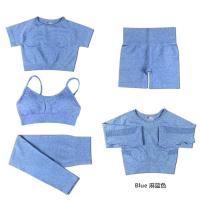 China 2021 Antibacterial Yoga Wear 5 Piece Set Running Jogger Top And Pants Bra Gaiters Women Sportswear Fitness Clothes Casual for sale