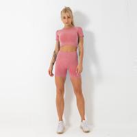 China 2021 Antibacterial Casual Outfits 2 Pieces Jogger Tops Sportswear Set And Shorts Yoga Wear Women Short Sleeves for sale