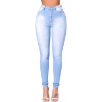 China Color Fade Proof High Quality Women Skinny Elastic Jeans Waist Pencil Jeans High Long for sale