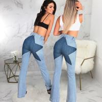 China Color Fade Proof Good quality patchwork hip star jeans stitching stretch flared pants women jeans long for sale