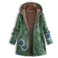 China 2020 Waterproof Ethnic Style Fashion Fleece Coat Printed Pocket Hoodie Jacket Women Winter for sale