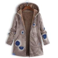 China 2020 Waterproof Ethnic Style Fashion Fleece Coat Printed Pocket Hoodie Jacket Women Winter for sale