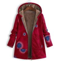 China 2020 Waterproof Ethnic Style Fashion Fleece Coat Printed Pocket Hoodie Jacket Women Winter for sale