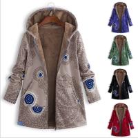 China Factory wholesale waterproof women winter coat printed pocket hoodie jacket women age grade fashion fleece for sale