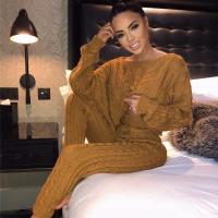 China 2020 winter two piece anti-shrink clothing set solid sweater top and pants set warm sweater for sale
