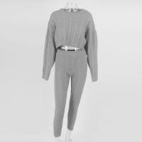 China 2020 winter two piece anti-shrink clothing set solid sweater top and pants set warm sweater for sale