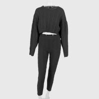 China 2020 winter two piece anti-shrink clothing set solid sweater top and pants set warm sweater for sale