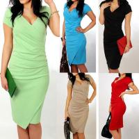 China Wholesale Anti-Static Casual Dress Office Pencil Dress Plus Size Bodycon Pleated Dress for sale