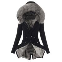 China Waterproof 2020 women coat for outwear warm fur collar fleece women jackets cotton hooded coat for sale