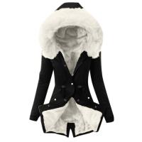 China Waterproof 2020 women coat for outwear warm fur collar fleece women jackets cotton hooded coat for sale