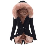China Waterproof 2020 women coat for outwear warm fur collar fleece women jackets cotton hooded coat for sale