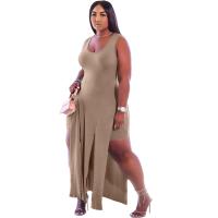 China 2021 NEW Anti-Static Two Piece Set Elastic Split Tank Dress Summer Dress Shorts Sleeveless Casual Dress for sale