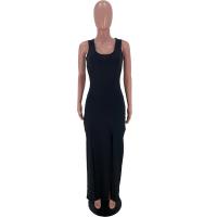 China 2021 NEW Anti-Static Two Piece Set Elastic Split Tank Dress Summer Dress Shorts Sleeveless Casual Dress for sale
