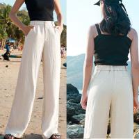 China Anti-Static Casual Straight Pants Women Fashion Hemp Loose Pants for sale