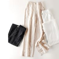 China Anti-Static Casual Straight Pants Women Fashion Hemp Loose Pants for sale
