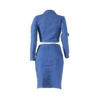 China Fashion style plus size sexy denim lattice skirt with upper set two pieces set lattice casual skirt for sale