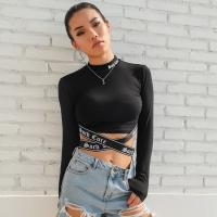 China Wholesale Anti Shrink Women Longsleeve Crop Top Shirt With Strap Custom for sale