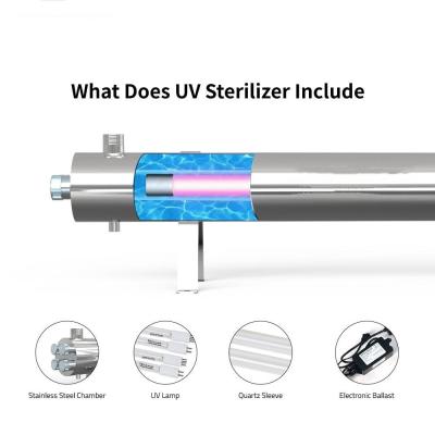 China 304 Stainless Steel Pipeline UV Water Filter Machine 48 GPM Flow Rate with Removable Overflow Bracket for Commercial Use for sale