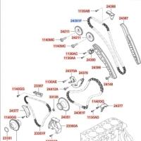 China 13 PCS Timing Chain Kit for Hyundai Kia 2.5 CRDi D4CB Engine 243514A020 243614A020 for sale