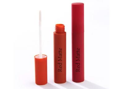 China Red Matte 5ml Empty Lip Gloss Container Cylinder Shape ABS Cosmetic Tube for sale