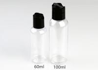 China 60ml / 100ml Clear PET Bottle , Cosmetic Plastic Bottles With Press Cap for sale