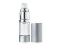 China Silver Color Airless Cosmetic Bottles 15ml 30ml Custom PET Plastic with Pump for sale