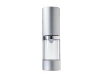 China Silver Color Airless Cosmetic Bottles 15ml 30ml Custom PET Plastic with Pump for sale