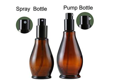 China 30ml Amber Glass Cosmetic Bottle with Sprayer Pump Hot Stamping Customizable for sale