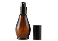 China 30ml Amber Glass Cosmetic Bottle with Sprayer Pump Hot Stamping Customizable for sale