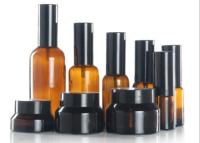 China 30ml-150ml Transparent Glass Cosmetic Jars and Bottles Set for Skincare Packaging for sale