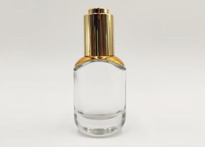 China 1oz 30ml Clear Glass Dropper Bottle with Gold Cap for Skin Care Packaging for sale