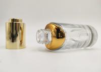 China 1oz 30ml Clear Transparent Glass Bottle with Gold Cap Hot Stamping Printing for Skin Care Packaging for sale