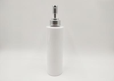 China 100ml 200ml PET Plastic White Lotion Bottle with Silver Pump for Personal Care for sale