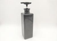 China Black 500ml Flat Square Shampoo Bottle Custom Cosmetic Plastic Packaging for sale