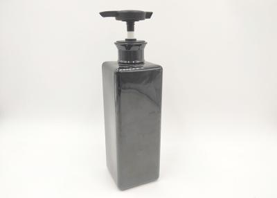 China Black 500ml Flat Square Shampoo Bottle Custom Cosmetic Plastic Packaging for sale