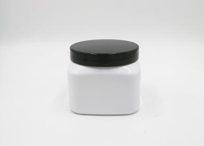 China 500g White Empty Plastic Cream Jar PET Square Screw Cap 89mm Cosmetic Packaging for sale