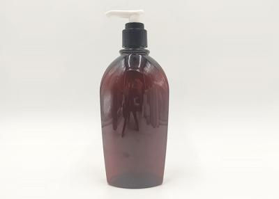China Amber Color Flat Shape PET Cosmetic Bottle 500ml for Hand Sanitizer for sale
