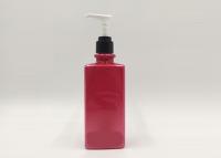 China Red 500ml Square Bottle PET Packaging For Shampoo Shower Gel Products for sale