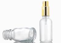 China 5ml to 100ml Glass Cosmetic Bottles with Gold Push Button Dropper Cap for Serum for sale