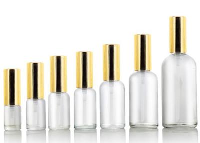 China 5ml to 100ml Glass Cosmetic Bottles with Gold Push Button Dropper Cap for Serum for sale