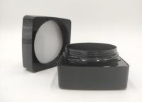 China 5g Black Plastic Loose Powder Makeup Box with Custom Silk Screen Printing for sale