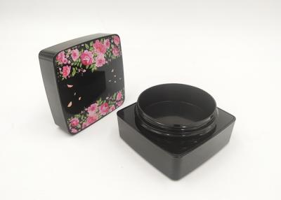 China 5g Black Plastic Loose Powder Makeup Box with Custom Silk Screen Printing for sale