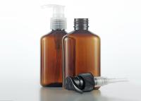 China Brown 125ml Amber Square Pet Bottle With Cleanser Pump for sale