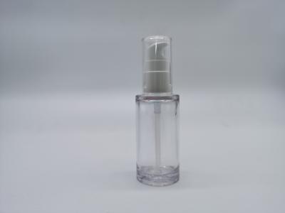 China 30ml Transparent PET Plastic Cosmetic Bottle with Spray Pump Pearly Luster for sale