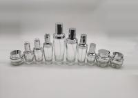 China 20ml 50ml Transparent Emulsion Spray Glass Bottle with Silver Pressure Pump for sale