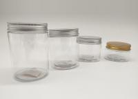 China 68mm 100ml 150ml Transparent PET Jar with Gold Aluminum Screw Cap for Cosmetic Packaging for sale