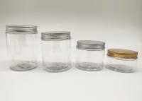 China 68mm 100ml 150ml Transparent PET Jar with Gold Aluminum Screw Cap for Cosmetic Packaging for sale