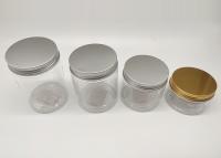 China 68mm 100ml 150ml Transparent PET Jar with Gold Aluminum Screw Cap for Cosmetic Packaging for sale